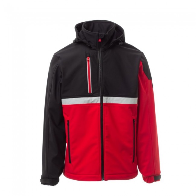 Αντιανεμικό αδιάβροχο μπουφάν εργασίας Softshell WISE PAD Payper Μαύρο-κόκκινο |Pegasosafety.gr